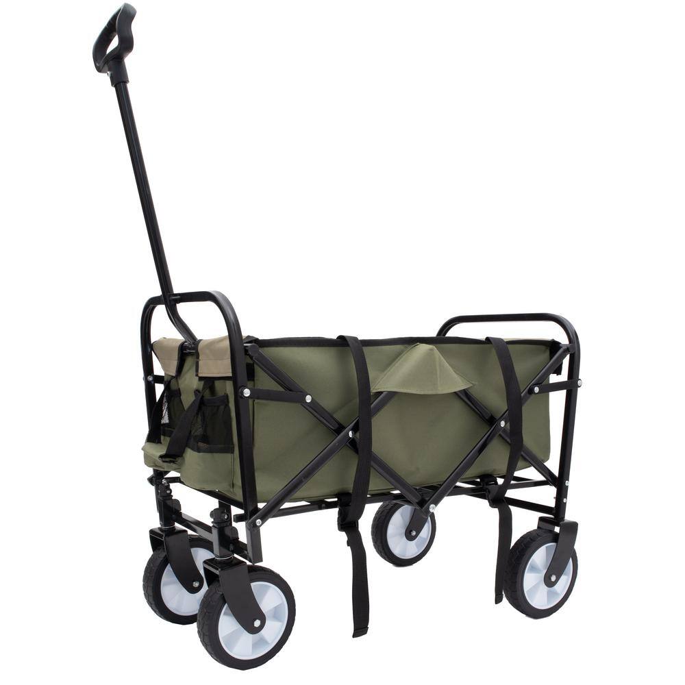 Otryad 9.74 cu. ft. Army Green Fabric Wagon Cart Folding Outdoor Garden ...