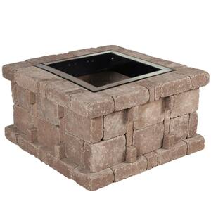 Pavestone RumbleStone 38.5 in. x 21 in. Square Concrete Fire Pit Kit No ...