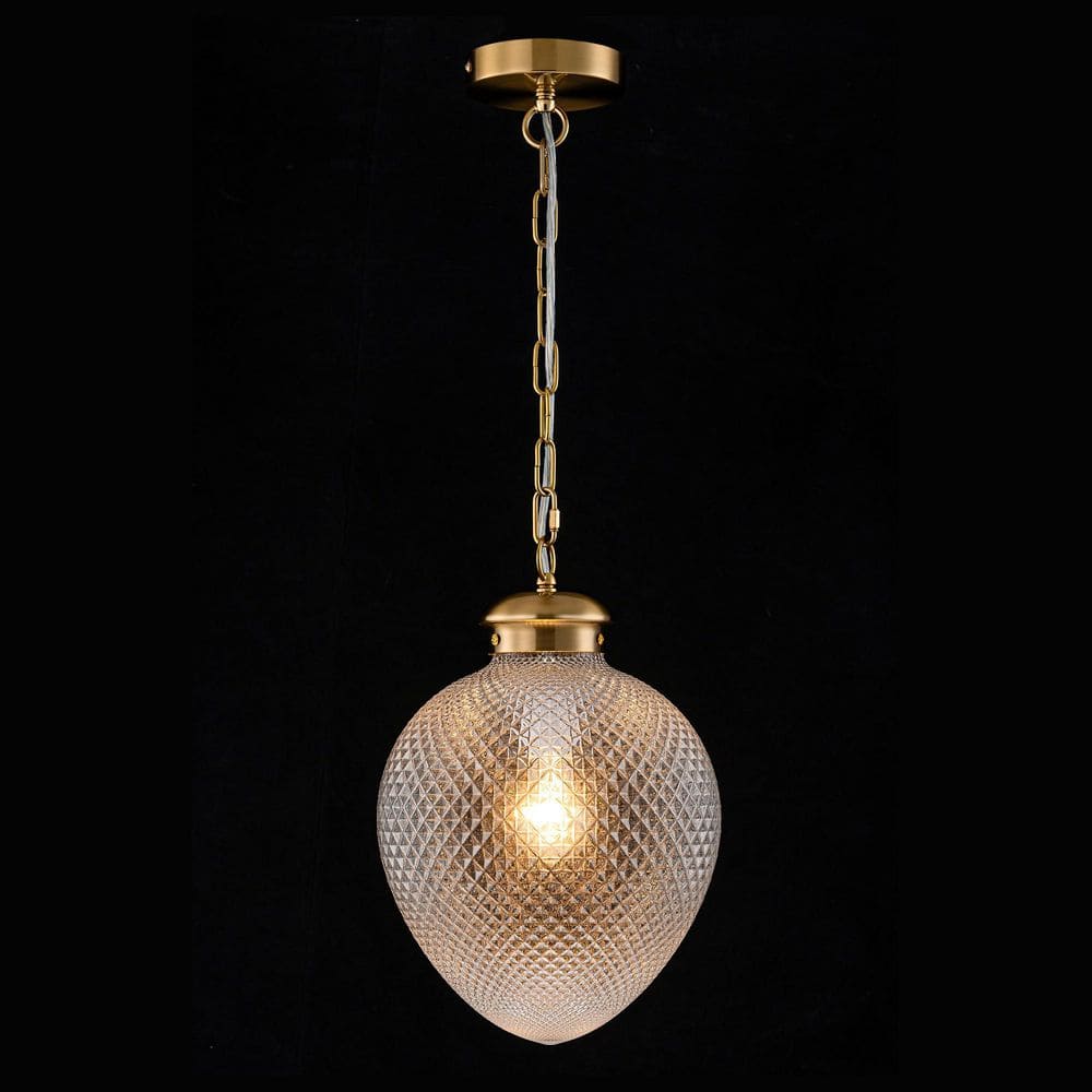 Rennnsan Edan Brushed Gold Modern 9.84 in. 1-Light Strawberry Glass ...