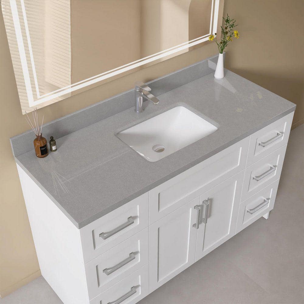 NTQ Fyui 48 in. W x 22 in. D Engineered Stone Vanity Top Rectangular ...