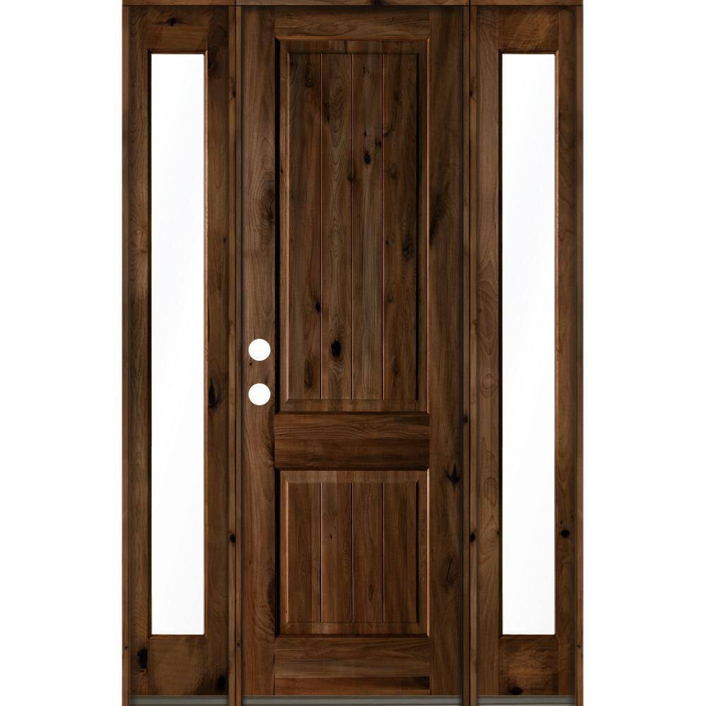 Krosswood Doors 58 in. x 96 in. Rustic Alder Square Provincial Stained ...