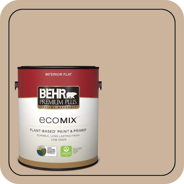 BEHR PREMIUM PLUS 1 gal. #PPU4-07 Mushroom Bisque Flat EcoMix Plant ...