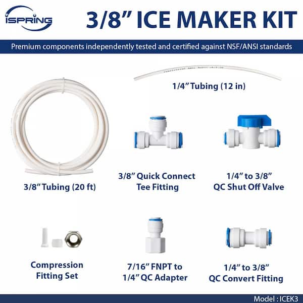 ISPRING ICEK3 20 ft. 3/8 in. Water Line Splitter & Reverse Osmosis ...