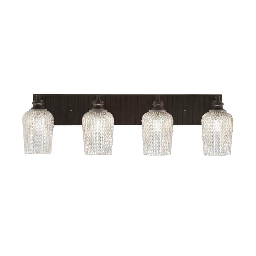 Albany 32.25 in. 4 Light Espresso Vanity Light with Silver Textured ...