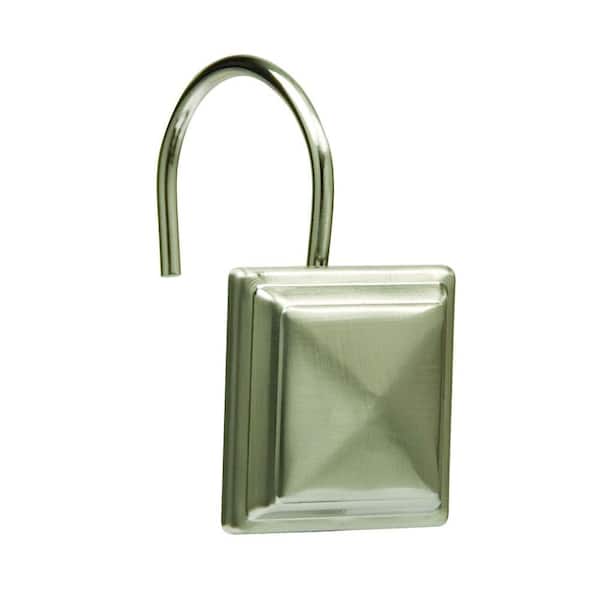 CLASSIC COLLECTION Square Shower Hooks in Brushed Nickel (12-Pack ...