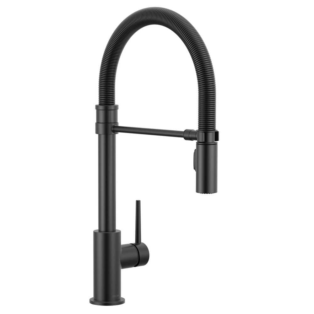 Delta Trinsic Spring Spout Matte Black 19.63 in. H Pull Down Sprayer ...