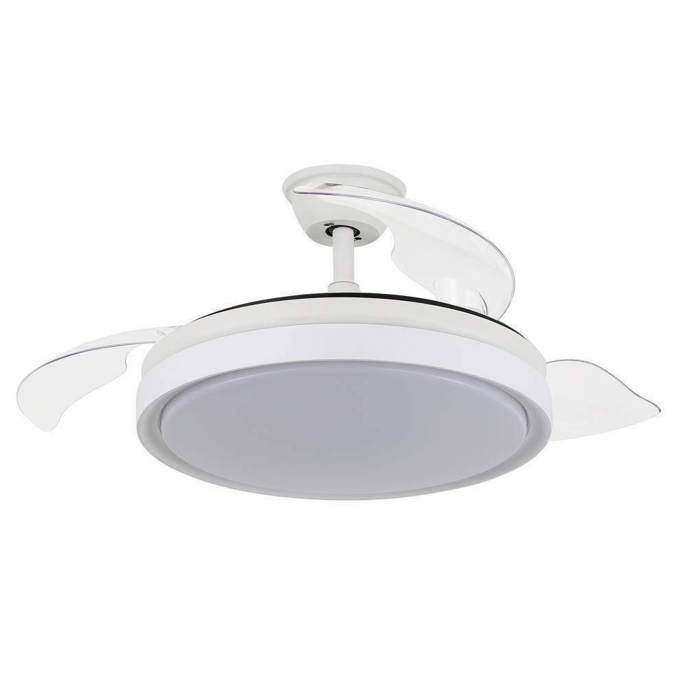 Bella Depot 42 in. Indoor LED White Retractable Blades Ceiling Fan with ...