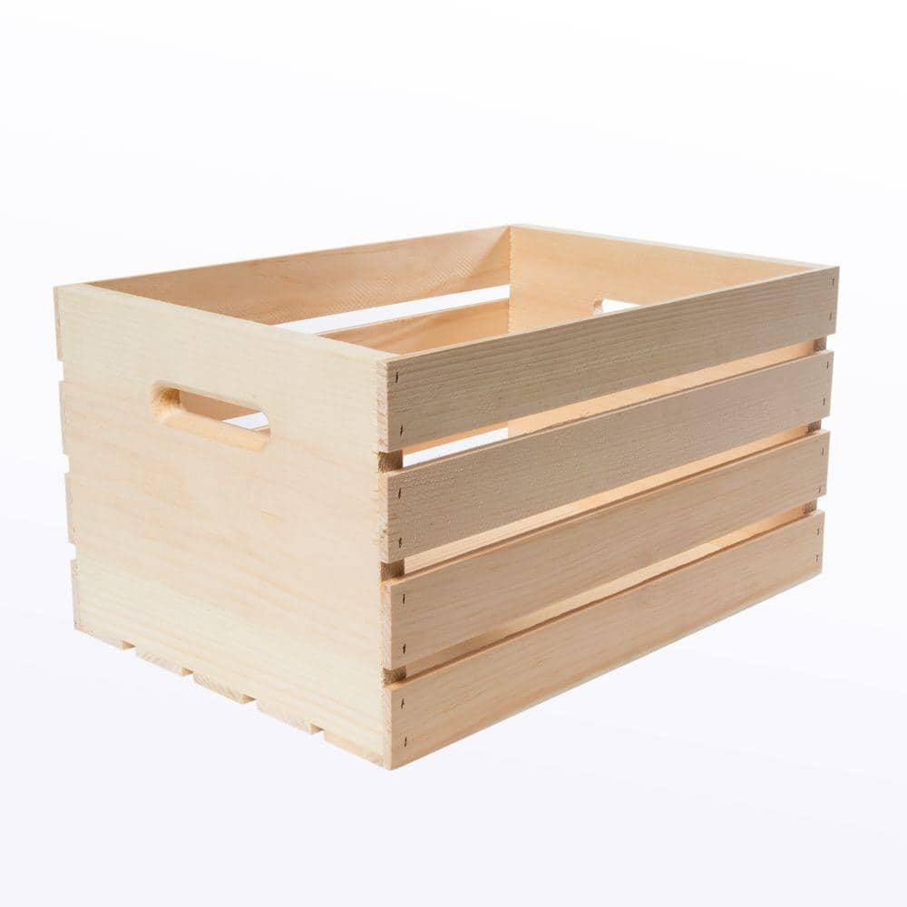 Crates & Pallet 18 in. x 12.5 in. x 9.63 in. Large Wood Crate 67504 ...