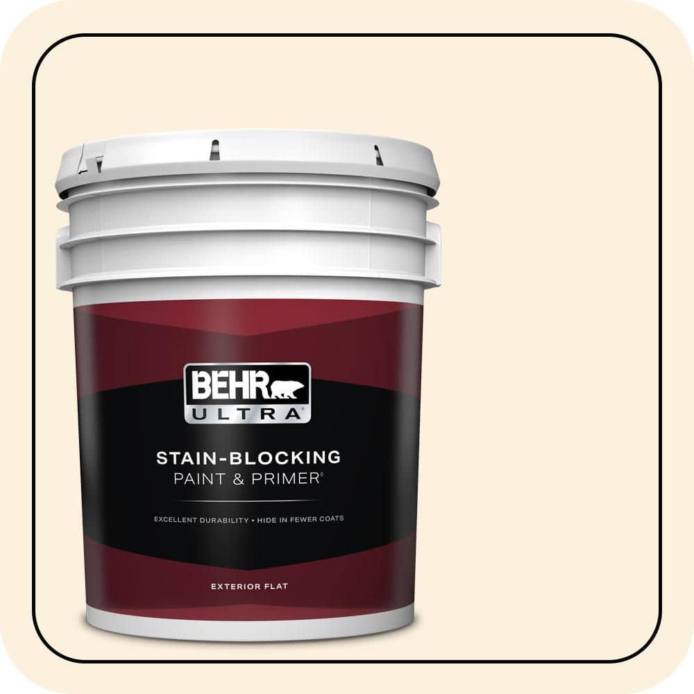 BEHR ULTRA 5 gal. #M260-1 String Cheese Flat Exterior Paint & Primer ...
