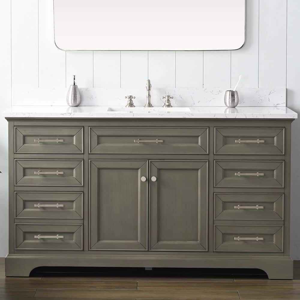 SUDIO Thompson 60 in. W x 22 in. D Bath Vanity in Silver Gray with ...