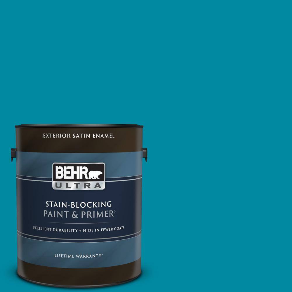 BEHR ULTRA 1 gal. #P480-6 Aruba Blue Satin Enamel Exterior Paint ...