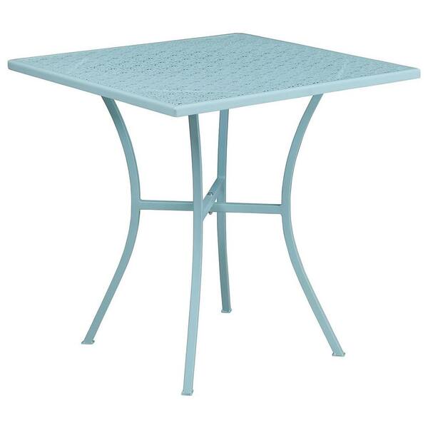 Sky Blue Square Metal Outdoor Bistro Table Z01M7NJVY8 - The Home Depot