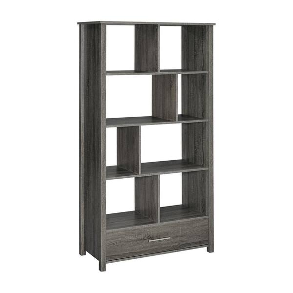 Coaster Dylan 35.5 in. Wide Weathered Grey Rectangular 8-shelf Bookcase ...