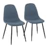 Lumisource Pebble Blue Fabric and Black Metal Dining Chair (Set of 2 ...