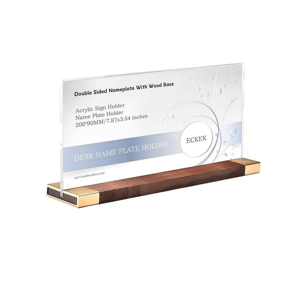 Aoibox Acrylic Sign Holder with Wood Base Double Sided Tabletop Display ...