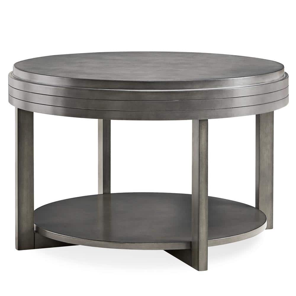 Leick Home 30 in. x 30 in. Smoke Gray Round Condo/Apartment Coffee ...