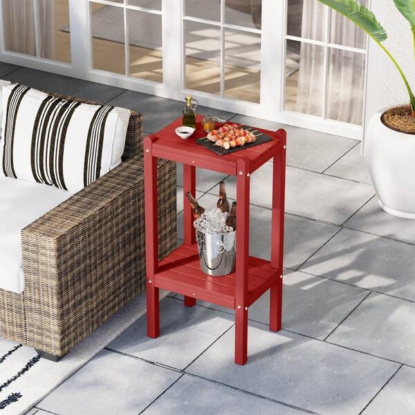Red end table with storage store