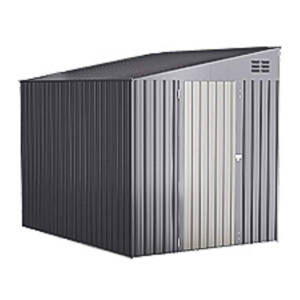 AECOJOY 6 ft. W x 8 ft. D Outdoor Lean to Storage Metal Shed Grey (48 ...