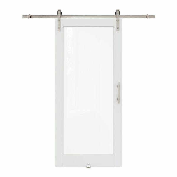 ARK DESIGN 30 in. x 80 in. 1 Lite Tempered Clear Glass White Primed ...