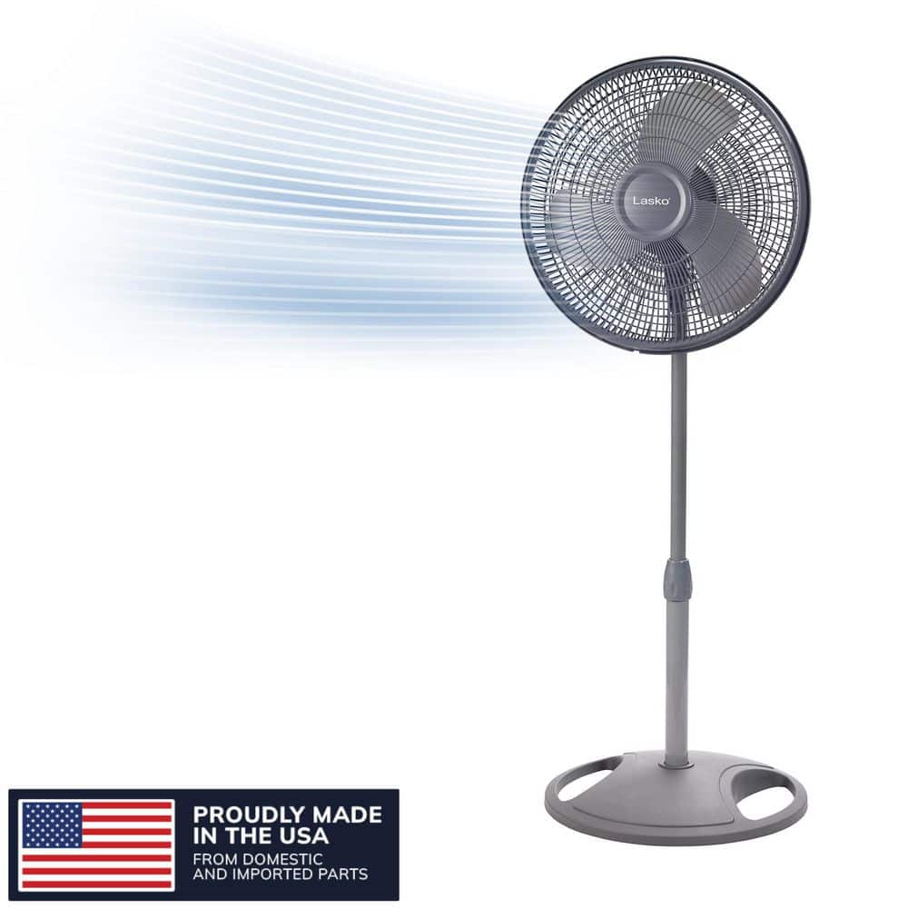 Lasko 16 in. 3 Speed Oscillating Pedestal Fan with Adjustable Height ...