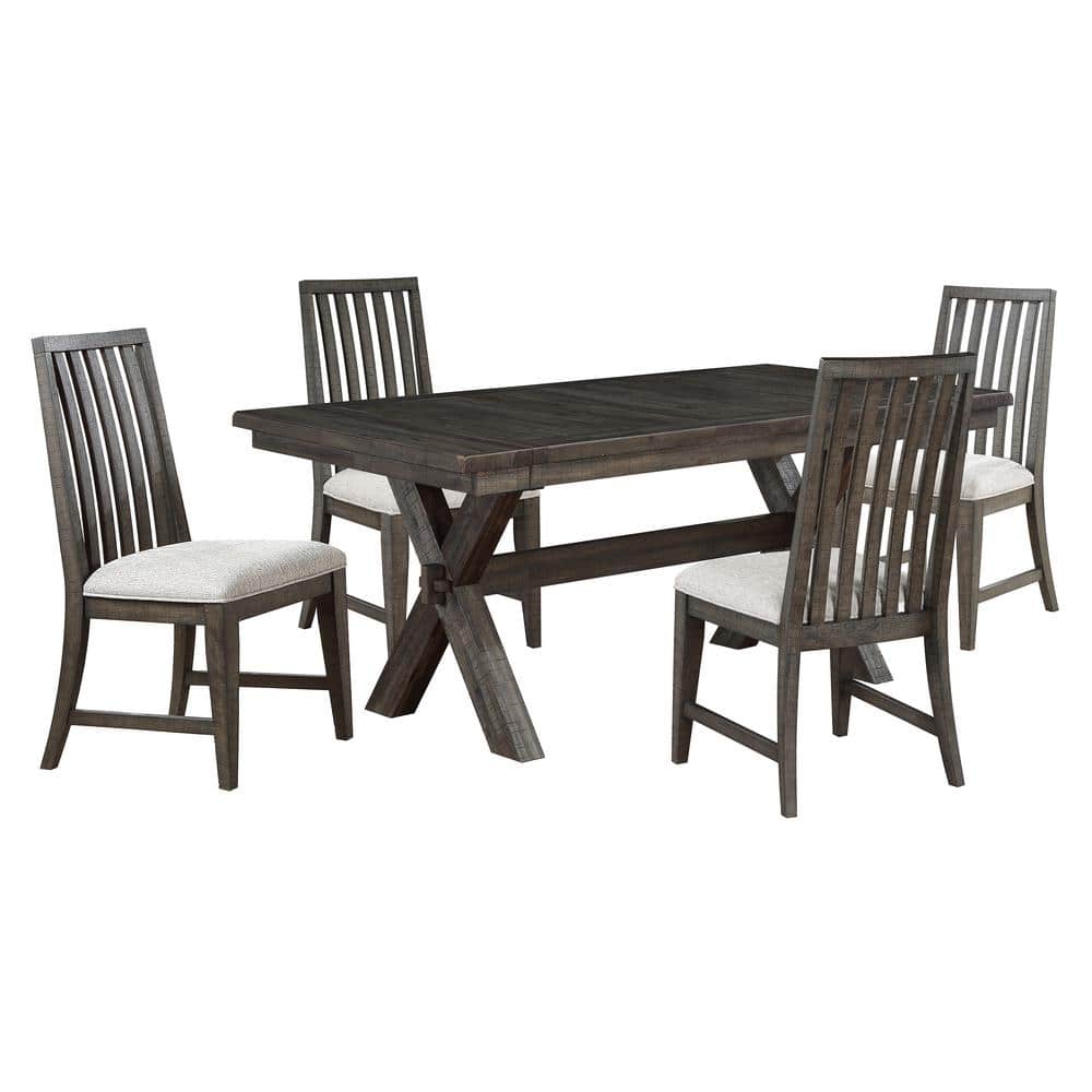 Steve Silver Riverdale 5 Piece Black Wood Dining Room Set with 4 ...