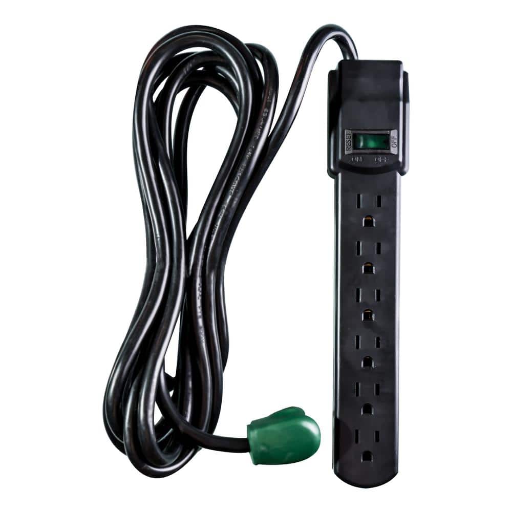 GoGreen Power 6-Outlet Surge Protector with 6 ft. Cord, Black GG ...
