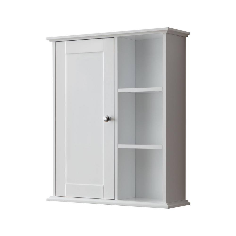 24 in. W x 7 in. D x 28 in. H Bathroom Storage Wall Cabinet in White ...