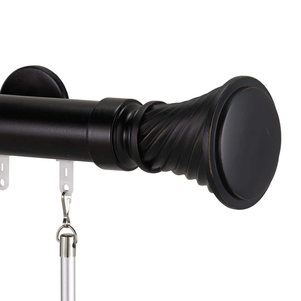 Art Decor Tekno 40 72 in. Traverse Rod in Black with Elfin Finial I-28 ...