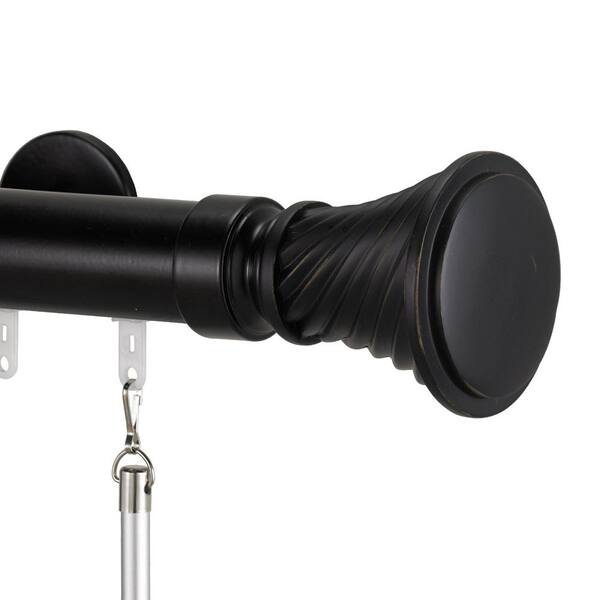 Art Decor Tekno 40 132 in. Traverse Rod in Black with Elfin Finial I-28 ...