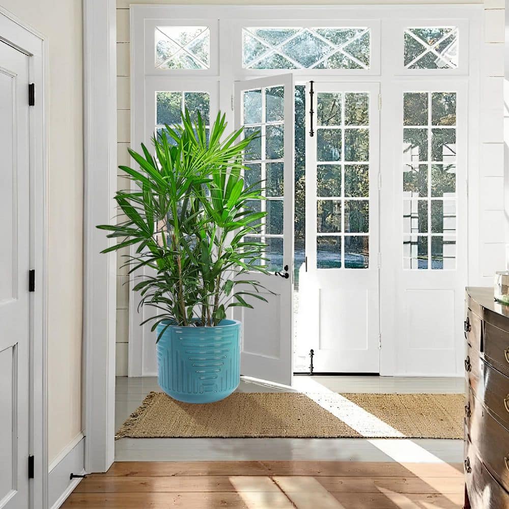 Noble House Dashiell Large Cyan Ceramic Patio Outdoor Planter (16.15 in ...