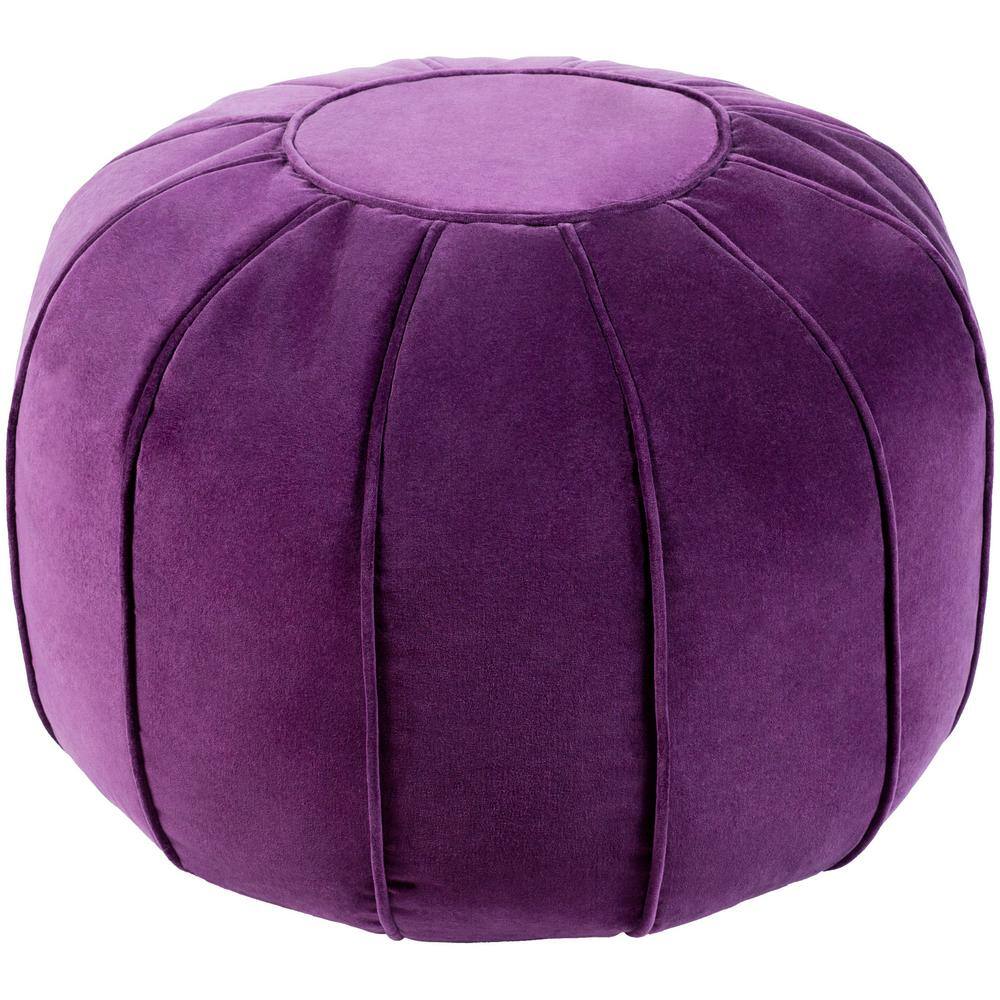 Artistic Weavers Vernick Solid Dark Purple Cotton Round Accent Pouf ...