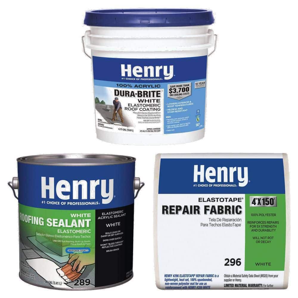 Henry 587 Dura-Brite White Roof Coating 4.75 gal., 289 Roofing Sealant ...