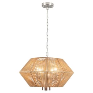 YANSUN 8-Light Nickel Farmhouse Chandelier with Clear Glass Shades ...