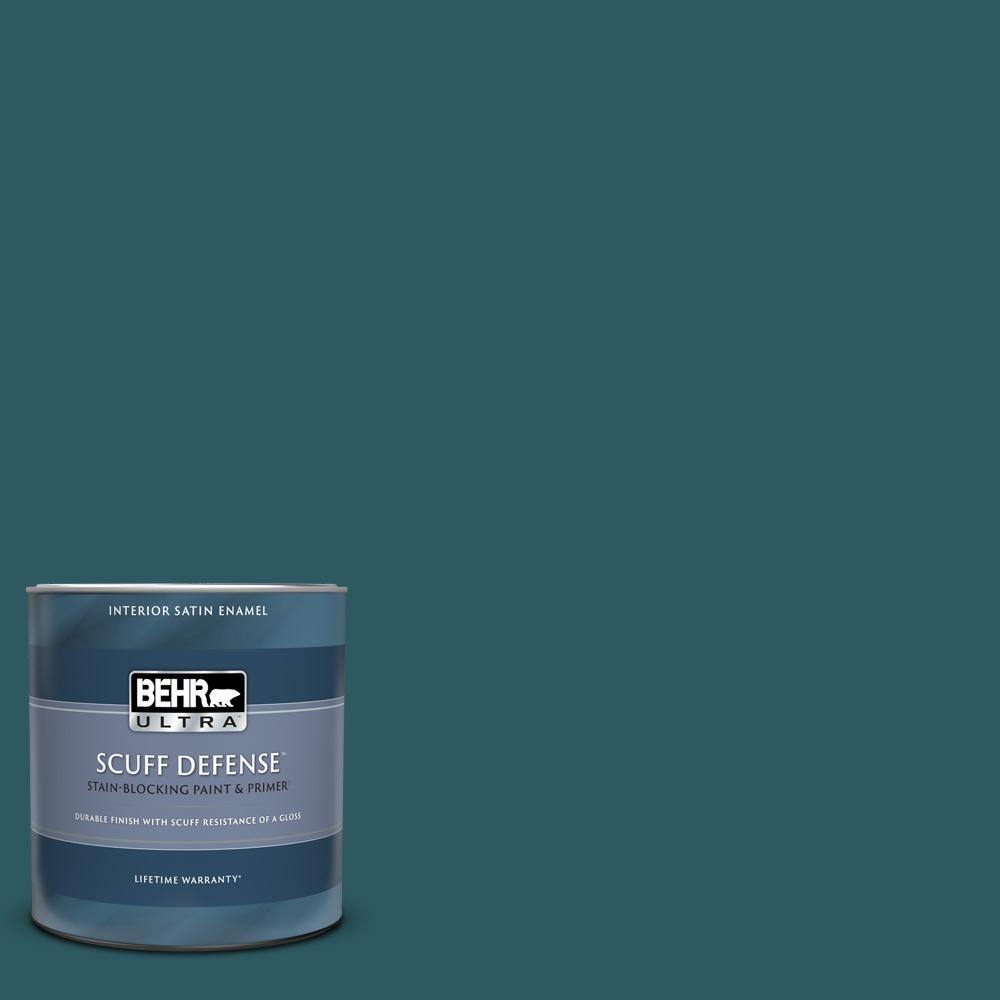 BEHR ULTRA 1 qt. #QE-47 Petro Blue Extra Durable Satin Enamel Interior ...