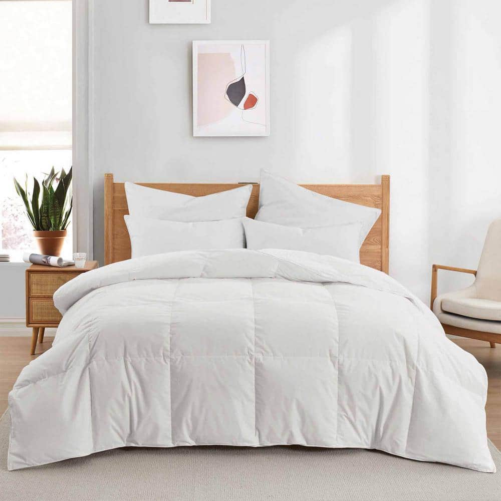 Bafode All Season Soild White Goose Feather Down Twin Size Comforter HD ...