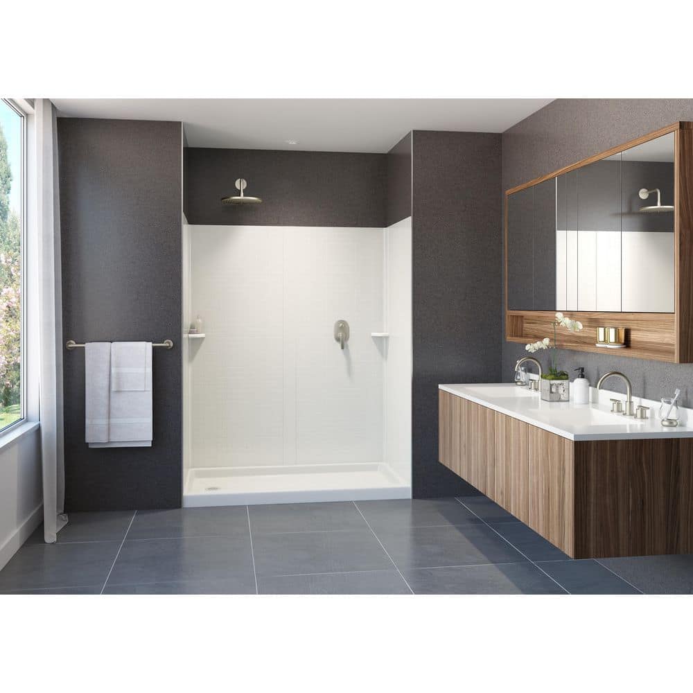 Swan Swanstone 60 in. L x 32 in. W Alcove Shower Pan Base with Right ...