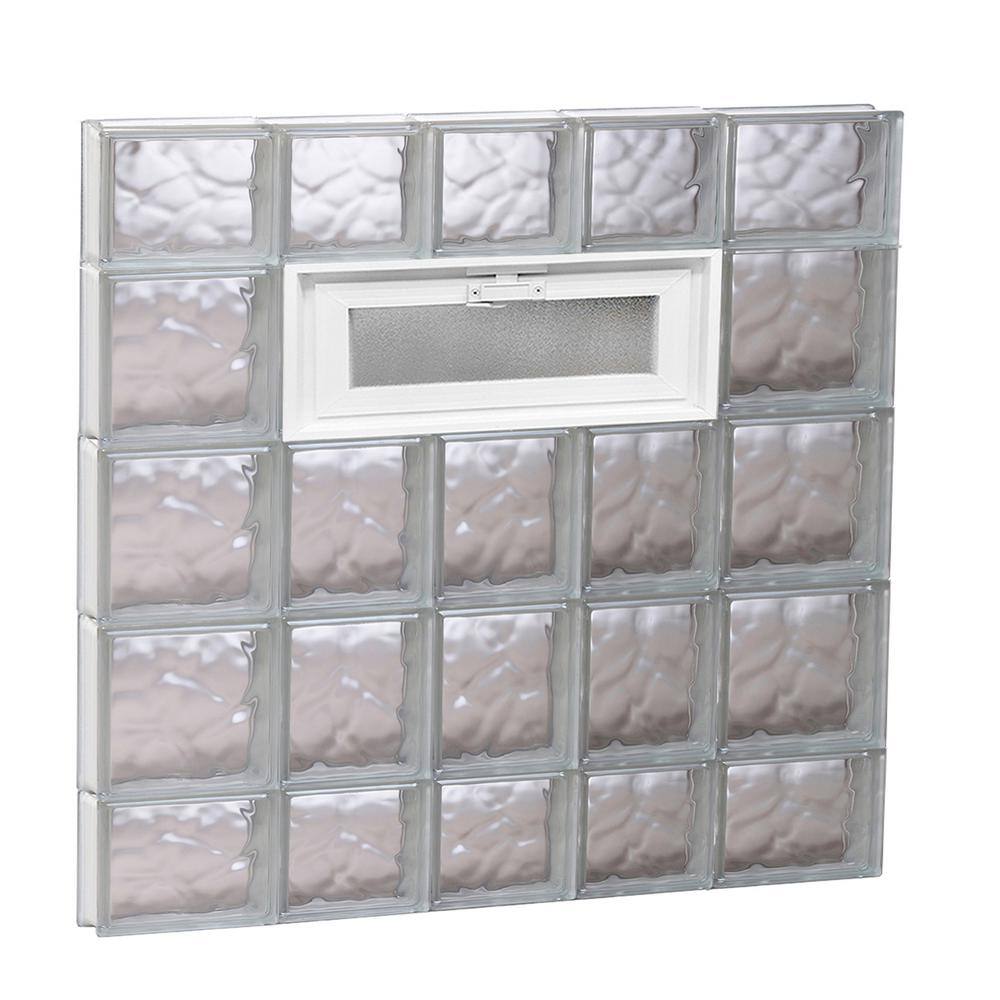 Clearly Secure 32.75 in. x 34.75 in. x 3.125 in. Frameless Wave Pattern ...