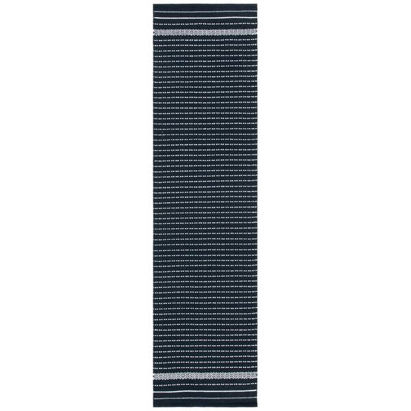 SAFAVIEH Kilim Black/Ivory 2 ft. x 9 ft. Striped Solid Color Runner Rug ...