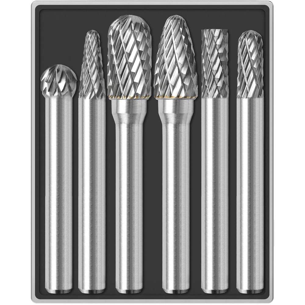 MYWISH 1/4 in. Tungsten Carbide Rotary Bit, Double-Cut Carbide Burr Set ...