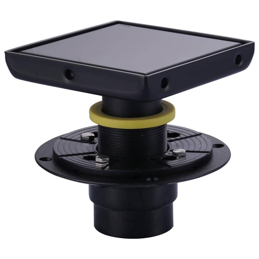 WOWOW Square Shower Drain 6 Inch Black Floor Drain with Tile Insert ...