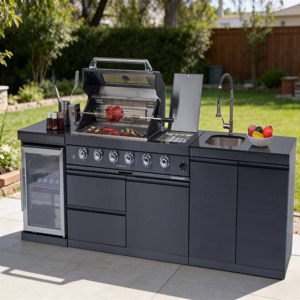 LORDEAR 46 in. 4-Burner 72000 BTU Propane Outdoor Kitchen BBQ Grill ...