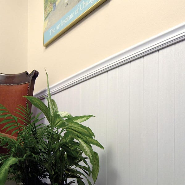 Everbilt 1.5 in D x 2.75 in W x 96 in L White PVC Chair Rail Moulding ...