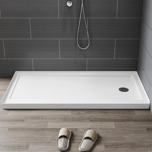 HOROW 48 in. L x 32 in. W Alcove Shower Pan Base with Right Drain ...