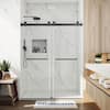 MCOCOD 51-55 in. W x 76 in. H Double Sliding Frameless Smooth Sliding Shower Door in Matte Black ...