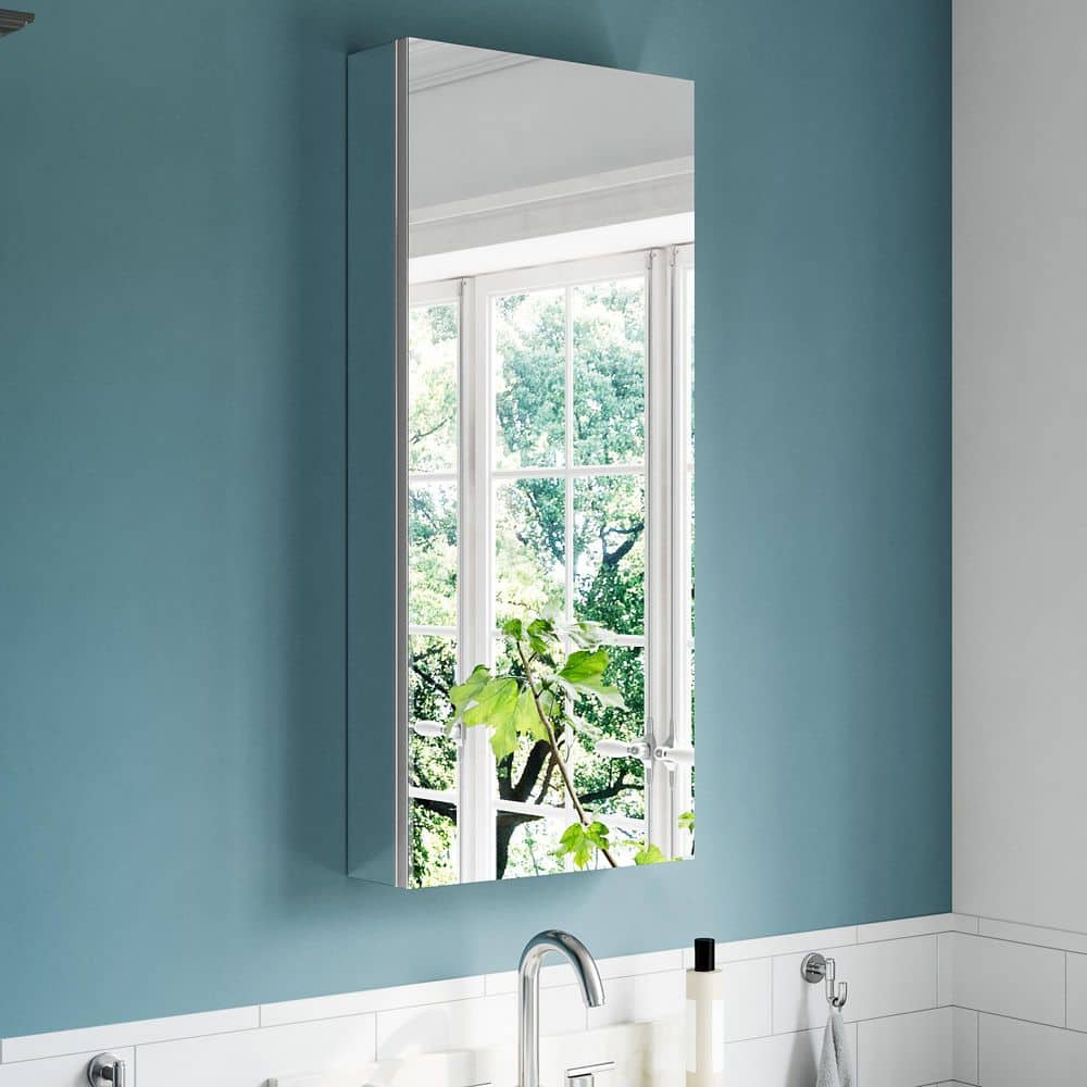 16 in. W x 36 in. H Rectangular Medicine Cabinet with Mirror Recessed ...