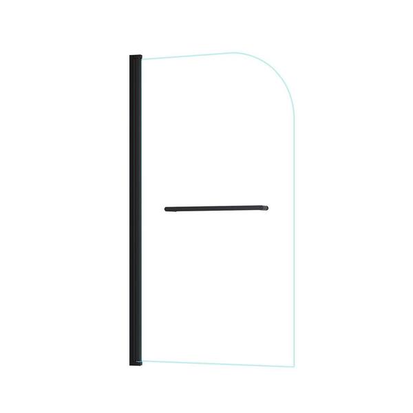 LIVACA 31 in. W x 55 in. H Frameless Sliding Tub Door in Matte Black ...