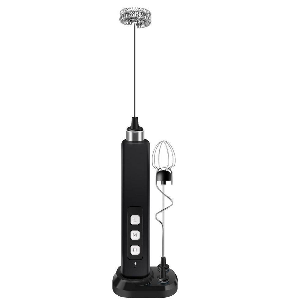 JFVKAF Handheld Milk Frother with 3 Detachable Stainless Steel Whisks ...