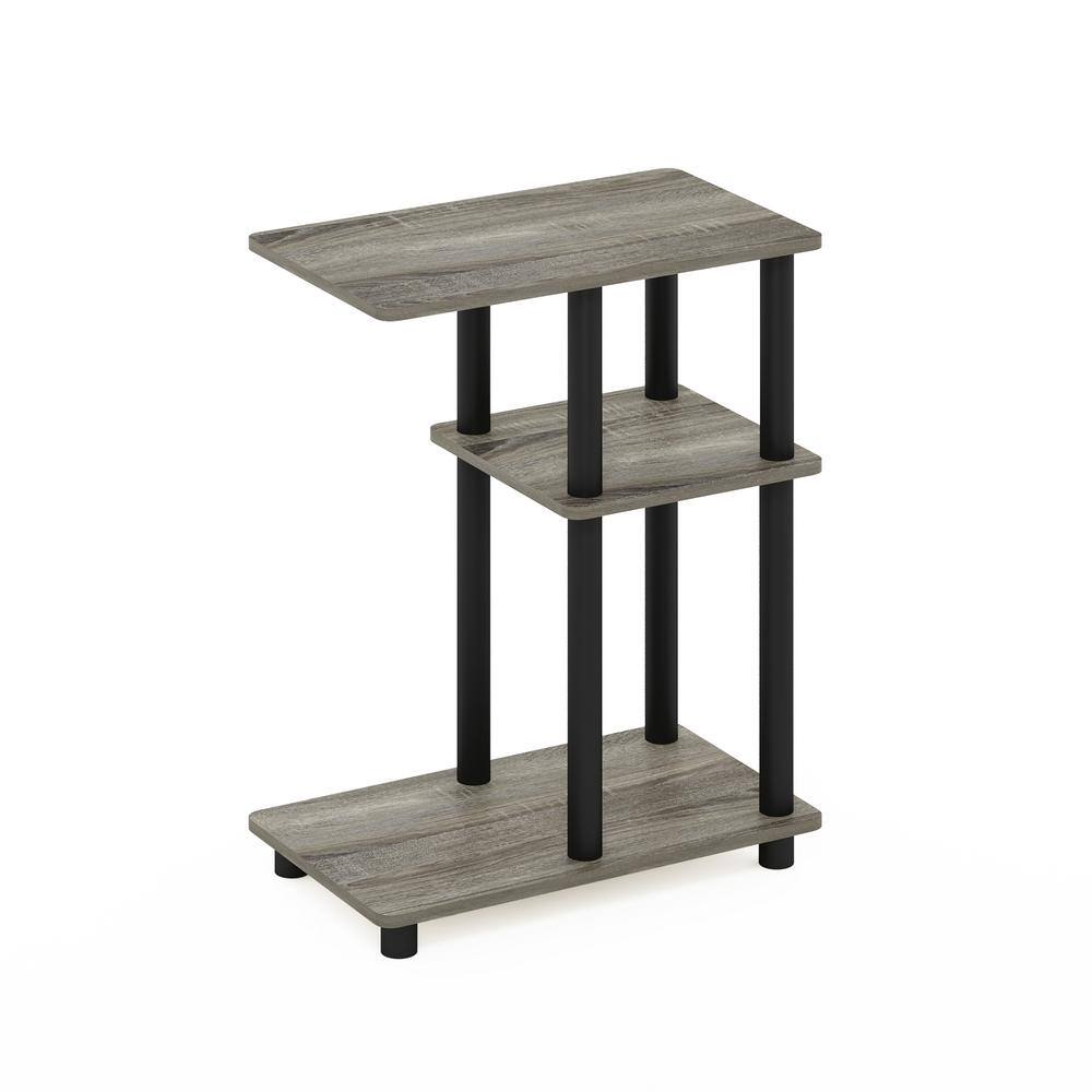 Furinno Turn-N-Tube 19.7 in. French Oak/Black C-Shape Wood Side Table ...