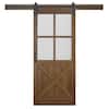 Masonite 36 in. x 84 in. 4-Lite Crossbuck Nutmeg Interior Sliding Barn ...