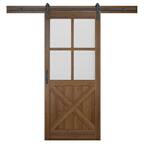 Masonite 36 in. x 84 in. 4-Lite Crossbuck Nutmeg Interior Sliding Barn ...